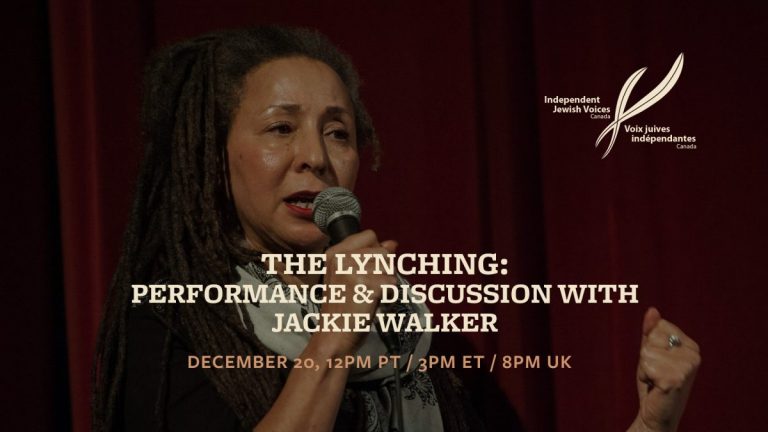 The Lynching: Performance & discussion with Jackie Walker – Independent Jewish Voices Canada